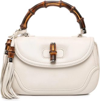 Gucci Hobo Bags - Medium Calfskin New Bamboo Top Handle Bag - Gr. unisize - in Wei&szlig; - f&uuml;r Damen