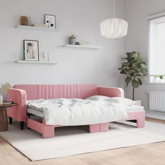 vidaXL Furniture Limited - Lit de jour avec gigogne sans matelas rose 80