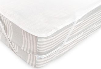 Linnea Matratzenschoner, flach, wasserdicht, 200 x 200 cm, Molton, 100 % Baumwolle, geklebt, Polyurethan