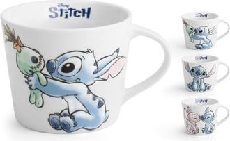 hOme Home -Stitch Sketch Set 6 Jumbo-Tassen Frühstückstassen Stitch Porzellan dekoriert 40 cl