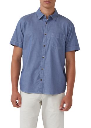 s.Oliver Regular Fit: Strukturiertes Kurzarmhemd mit Kontrastn&auml;hten