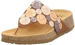 Think Damen KOAK chromfrei gegerbte nachhaltige Pantolette, COGNAC/KOMBI 3020