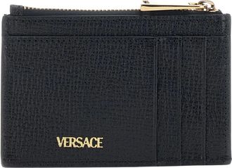 Versace Homme, Accessoires, Noir, Taille: ONE Size Porte-cartes avec plaque logo sur le devant et lettrage logo &agrave; larri&egrave;re