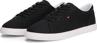 Tommy Hilfiger Plateausneaker TOMMY HILFIGER TH LOW PROFILE VULC CANVAS, Damen, Gr. 35, schwarz, Baumwolle, unifarben, Basic, Schuhe Plateausneaker, Halbschuh, Schn&uuml;