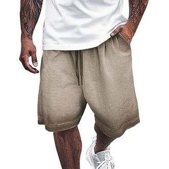 Generic Short court pour homme - Short lourd d&eacute;lav&eacute; - Bicolore - D&eacute;grad&eacute; de couleur - Grande taille ample, Vert arm&eacute;e., XXL