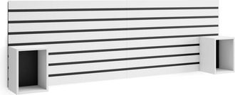 Skraut Home Kopfteil, Nachttischen - Lamellenwand Holz - 214x3x70 cm - 135,140,150,160 cm Bett - Stauraum - Moderner Stil - Wei&szlig; - Skraut Home