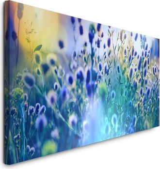 Paul Sinus Art GmbH lila Blumen 120x 50cm Panorama Leinwand Bild XXL Format Wandbilder Wohnzimmer Wohnung Deko Kunstdrucke