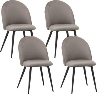 Albatros-Moebel Esszimmerstühle mit Samt-Bezug 4er Set capo, Grau - Stilvolles Vintage Design, Eleganter Polsterstuhl am Esstisch - Küchenstuhl oder Stuhl Esszimmer