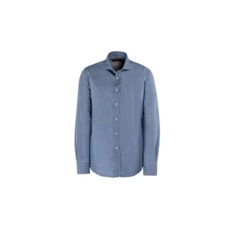 Moorer Homme, Chemises, Bleu, Taille: L Chemise en Denim L&eacute;ger Soie Coton