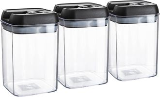 Argon Tableware Flip Lock Plastic Food Lagerbehälter - 800ml - Packung Von 3 - Schwarz