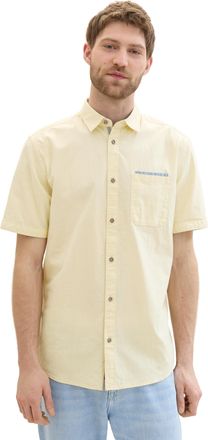 Tom Tailor Herren Regular Fit Hemd mit Brusttasche, yellow small structure, XL