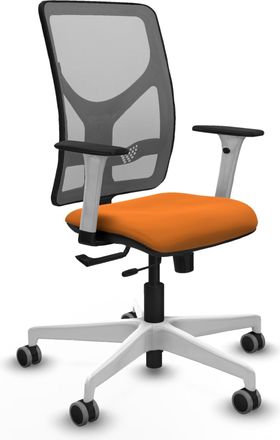 Piqueras y Crespo Schreibtischstuhl Orange mit wei&szlig;en und schwarzen Armlehnen, h&ouml;henverstellbare Lendenwirbelst&uuml;tze, ausgestattet mit Syncro/Traslack und Schneideschaum