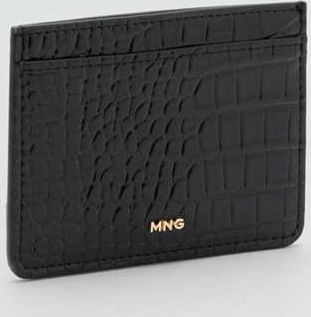 Mango Porte-cartes effet croco brillant noir - Femme - Taille unique - MANGO
