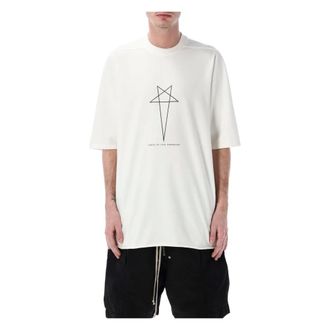 Rick Owens Homme, Tops, Blanc, Taille: S T-Shirt Jumbo Manches Courtes