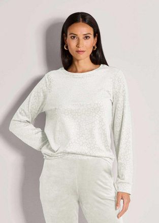 Madeleine Langarmshirt Langarm Animal-Print Pullover Rundhalsshirt mit elastischen B&uuml;ndchen, Animal-Muster