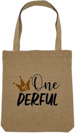 Fabulous Sac Shopping Tote Bag Aspect Lin - Ms One Derful Merveilleux Wonderful Maman M&egrave;re - Sac de Courses Toile Epaisse 360g Beige Naturel Cabas Port&eacute; Epaule