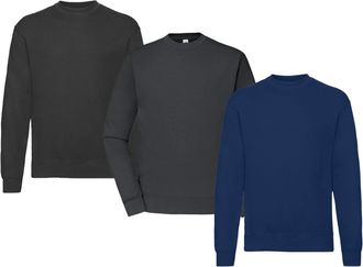 Fruit Of The Loom Herren Classic Set In Sweat, 3 Pack Sweatshirt, 1x Schwarz + 1x Graphit + 1x Navy + 1 HL Kauf Notizblock, XXL (3er Pack)