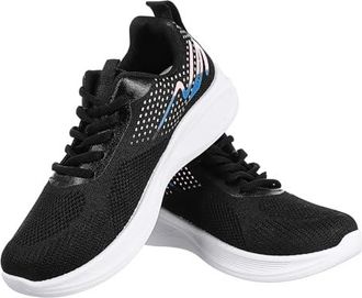 Frcolor Chaussures Running Femme Respirantes Noir Baskets Antidérapantes Maille pour Gym Tennis et Marche Sneakers Athlétiques Confortables et Polyvalentes