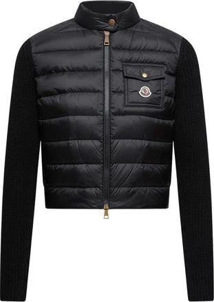 Moncler Femme, Vestes, Noir, Taille: 38 FR Gilet Cardigan Zipp&eacute; en Laine Rembourr&eacute;e