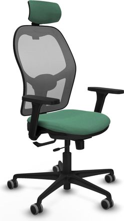 Piqueras y Crespo Ergonomischer Liegestuhl mit 3D-Armen, h&ouml;henverstellbare Lendenwirbelst&uuml;tze und h&ouml;henverstellbares Kopfteil, Grau/Smaragdgr&uuml;n