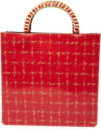Chanel Shopper - Chocolate Bar Patent Tweed Print Tote - Gr. unisize - in Rot - f&uuml;r Damen