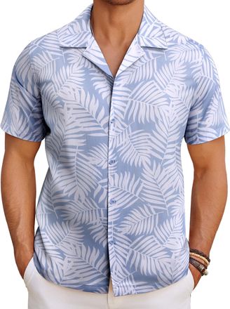 Coofandy Herren Hawaiihemd Kurzarm Hawaii Hemd Männer Sommerhemd Leichte Strand Kurzarmhemd Tropisches Hawaii Shirt Beach Hemd Button Down Freizeit Urlaubshemd