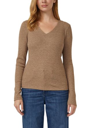 s.Oliver Geripptes Longsleeve mit V-Ausschnitt