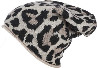 Zwillingsherz Slouch-Beanie-M&uuml;tze im Leo Design mit Kaschmir - Hochwertige Strickm&uuml;tze f&uuml;r Damen M&auml;dchen - Hat - Pailletten Stern - One Size - Sommer Herbst und Win