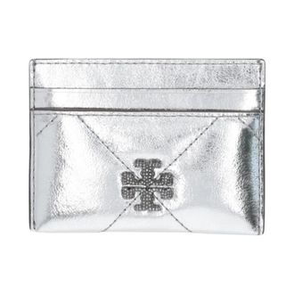 Tory Burch Kira Diamond Quilt Metallic Card Case - - Accessories - Damen - Grau - ONE SIZE