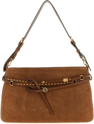 Pinko Pinko, Femme, Sacs, Brun, Taille: ONE Size Grand sac bandouli&egrave;re en daim avec ceinture