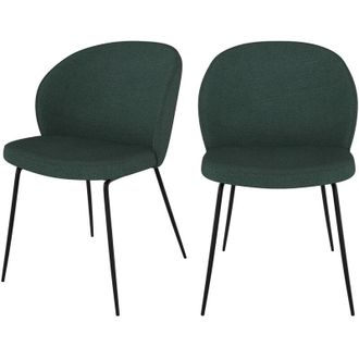 Rendez-Vous D&eacute;co Rendez-vous D&eacute;co - Lot de 2 chaises vertes en tissu bouclette et pied en m&eacute;tal - groom