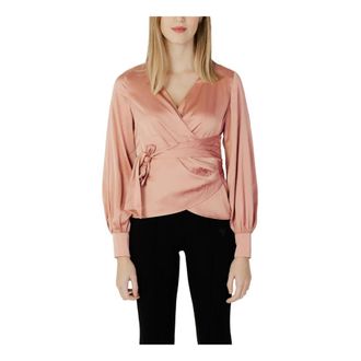 Guess Rosa Bluse mit V-Ausschnitt- langen &Auml;rmeln und Spitzenverschluss - - Blouses & Shirts - Damen - Rosa - S