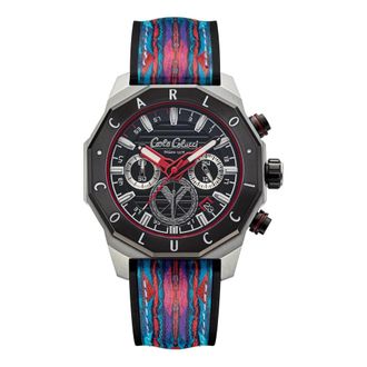 Carlo Colucci Runde Edelstahluhr mit Silikonarmband - - Accessories - Herren - Mehrfarbig - ONE SIZE