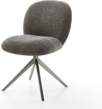 DELIFE Drehstuhl Nube-Flex Bouclé Soft Schlamm Kreuzgestell breit Graphit 360° drehbar Wippfunktion Taschenfederkern, Esszimmerstühle