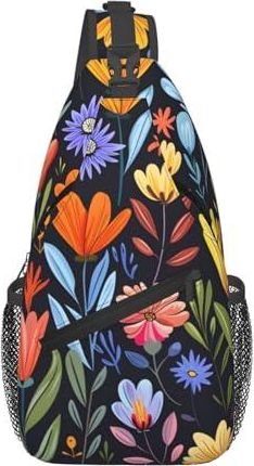 Generic Sacoche Port&eacute; &eacute;paule Motif de fleurs color&eacute;es Casual Sac &agrave; Bandouli&egrave;re Multifonction Sac &agrave; Dos Militaire pour Randonn&eacute;e &eacute;cole Femme