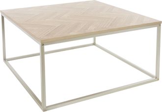 ML Design ML-Design Couchtisch 80x80x40 cm, Eiche Optik mit Fischgr&auml;tenmuster, Metallgestell Stahl Gold, Industriedesign, Sofatisch quadratisch f&uuml;r Wohnzimmer, 