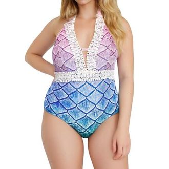 Generic Maillot de bain une pi&egrave;ce pour femme - Imprim&eacute; push-up - Pour vacances - Style vintage - Athl&eacute;tique - S&eacute;chage rapide - Dos nu - V&ecirc;tements de natation 