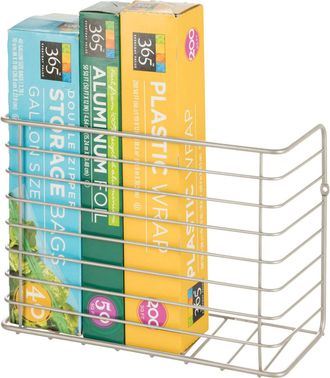 mDesign großer Hängekorb Küche - rostfreier Aufbewahrungskorb für die Küche - praktisches Küchenzubehör aus Metall - mattsilberfarben