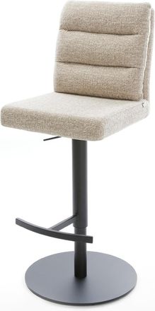 DELIFE Barstuhl Pela-Flex Webstoff Soft Beige Drehfu&szlig; h&ouml;henverstellbar Metall Schwarz, Barst&uuml;hle