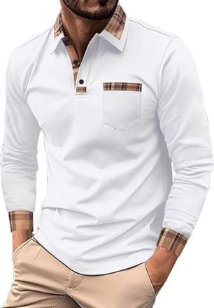 Generic Polo pour homme - Printemps et &eacute;t&eacute; - Loisirs - Sport - Tactique - T-shirt &agrave; revers - Poche &agrave; manches courtes, Blanc., XXL