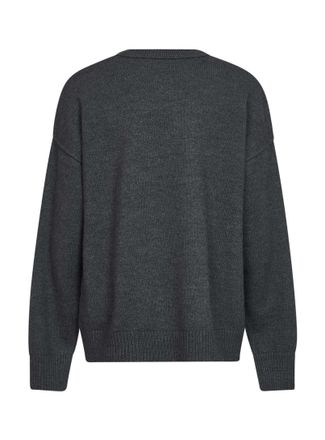 Ami Mens Crewneck Sweater Ami De Coeur Grey Wool