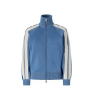 Pinko Pinko, Femme, Sweatshirts et sweats &agrave; capuche, Bleu, Taille: 36 FR SweaT-shirt zipp&eacute; &agrave; manches ray&eacute;es