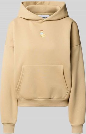 Review Hoodie mit Motiv-Stitching und K&auml;nguru-Tasche