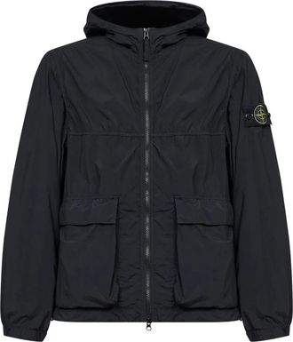 Stone Island logo-patch hooded jacket - Schwarz