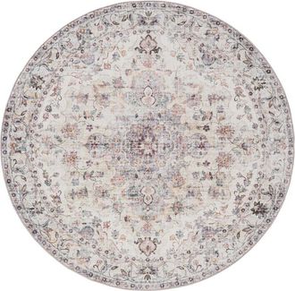 benuta Basic Waschbarer Teppich George - Multicolor 160 cm Rund - Kunstfaser - Rund & im Style: Vintage, Elegant, Retro - Pflegeleicht f&uuml;r Wohnzimmer