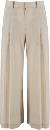Brunello Cucinelli Femme, Pantalons, Blanc, Taille: 38 FR Pantalon large taille haute