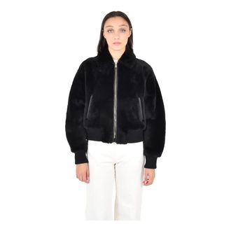 Max Mara Alpaka-Mischgewebe Jacke mit Rei&szlig;verschluss - - Jackets - Damen - Schwarzk - XS