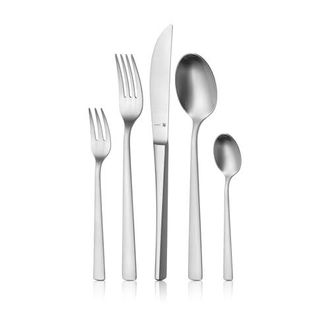 WMF Corvo Besteck Set 12 Personen, 66 teilig, 60 Teile mit Servierbesteck, Hohlheftmesser, Cromargan protect mattiert, kratzbeständig, spülmaschinenfest