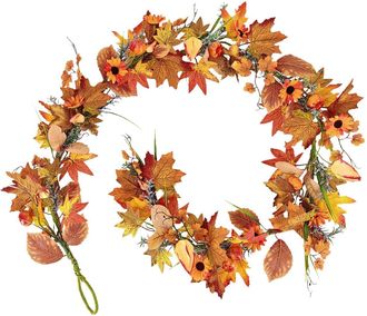 Generic Herbstgirlande | Ahornbl&auml;tter Girlande K&uuml;rbisdekor, 5,9 Fu&szlig; K&uuml;nstliche Wohnkultur F&uuml;r Party Kamin Vordere T&uuml;r Patio Garten Hof Schlafzimmer Wohnzimmer