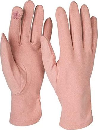 styleBREAKER Gants &agrave; &eacute;cran tactile pour femmes Unicolore, c&ocirc;t&eacute;s fronc&eacute;s, gants &agrave; doigts chauds, hiver 09010037, couleur:Rose